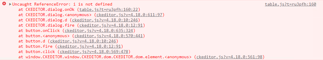 Removing Headers on a table after setting one results in "Uncaught ReferenceError: i is not ...